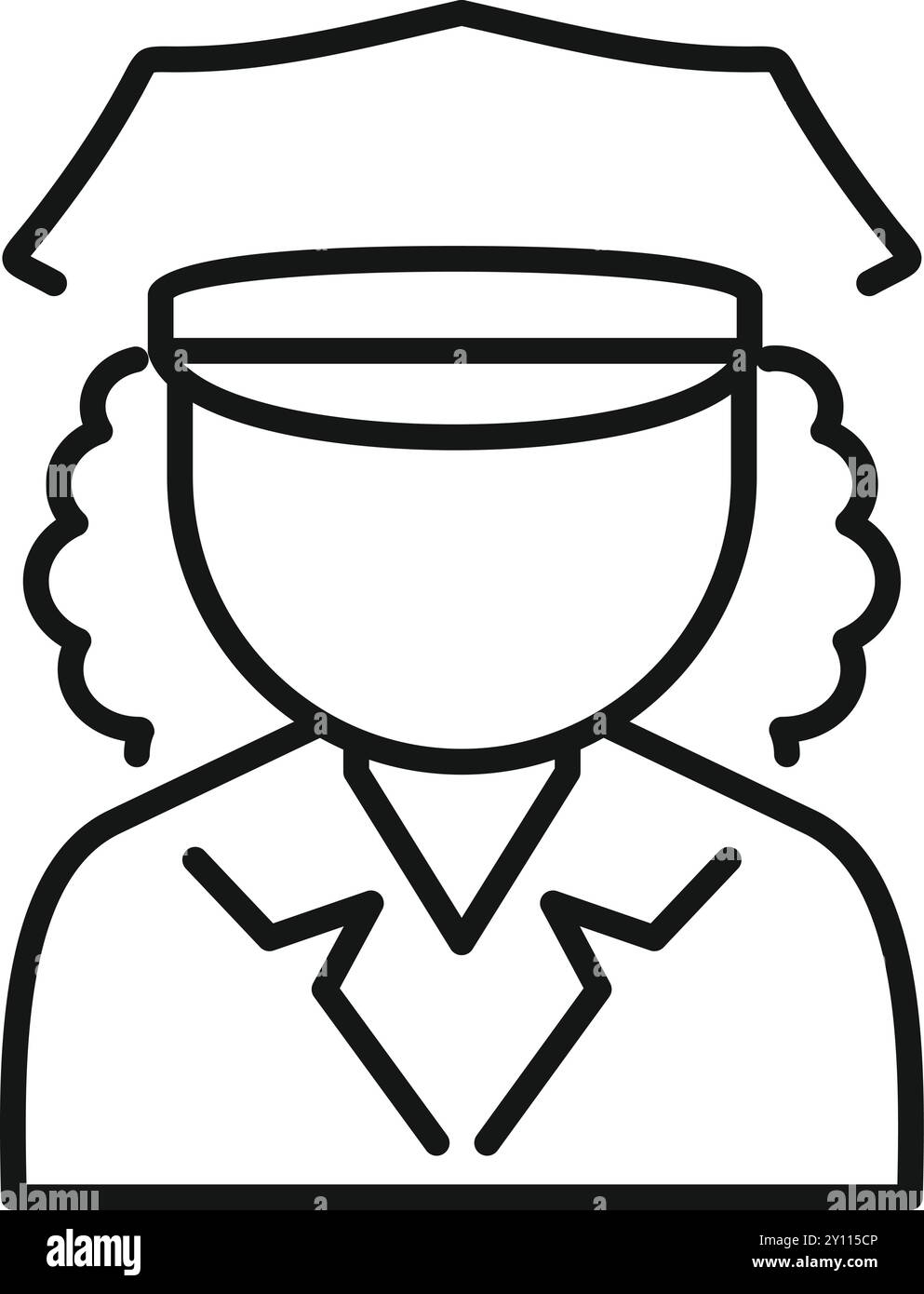 Simple line art of a female police officer wearing a uniform and hat ...