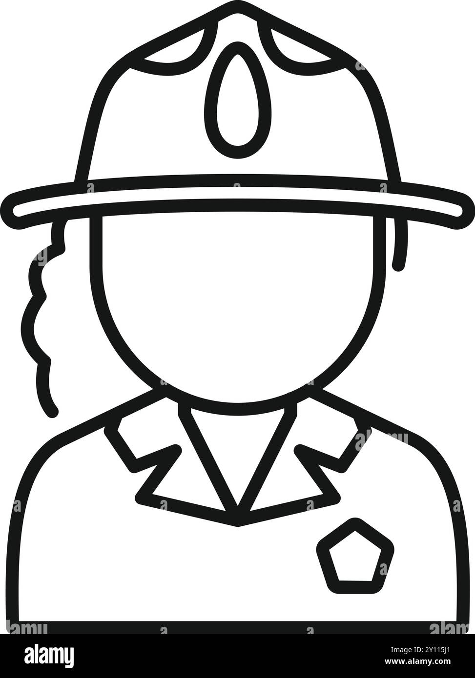 Simple linear icon of a female firefighter wearing a helmet Stock ...