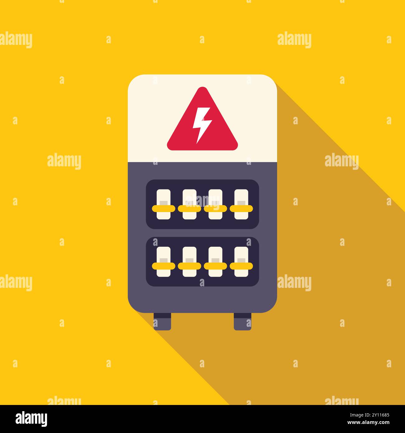 Electrical panel showing high voltage sign with yellow background ...