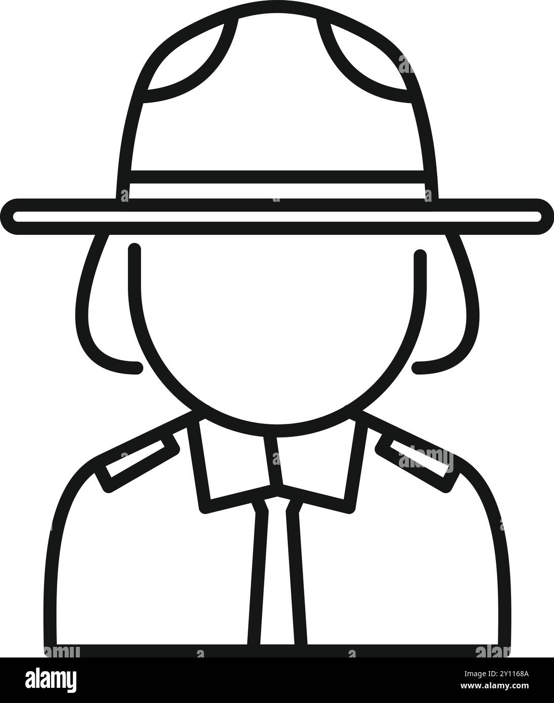 Simple line icon of a park ranger wearing her uniform hat Stock Vector ...