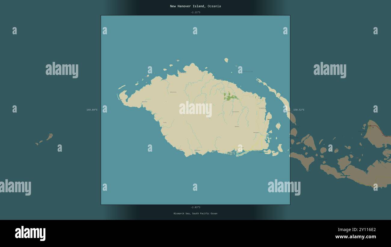 New Hanover Island in the Bismarck Sea, belonging to Papua New Guinea, described and highlighted ...
