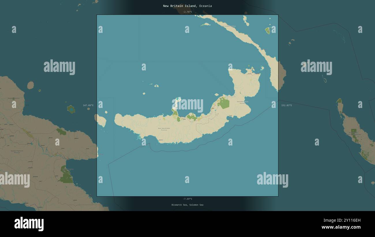 New Britain Island in the Solomon Sea, belonging to Papua New Guinea ...