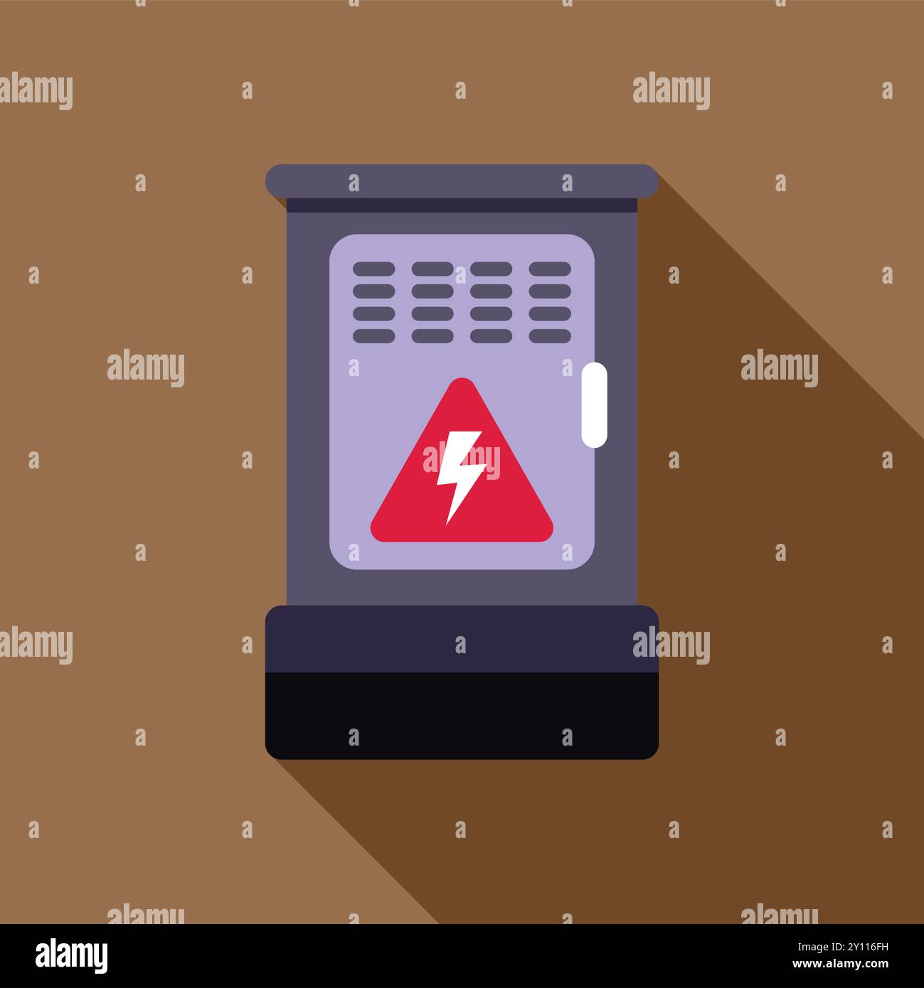 Electrical cabinet with warning sign indicating high voltage and ...