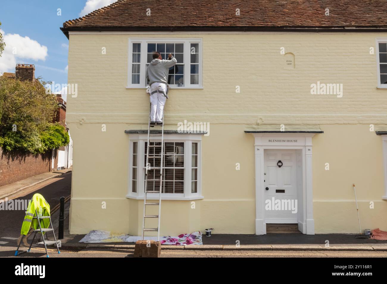 England, Kent, Sandwich, House Painter and Decorator at Work Stock ...
