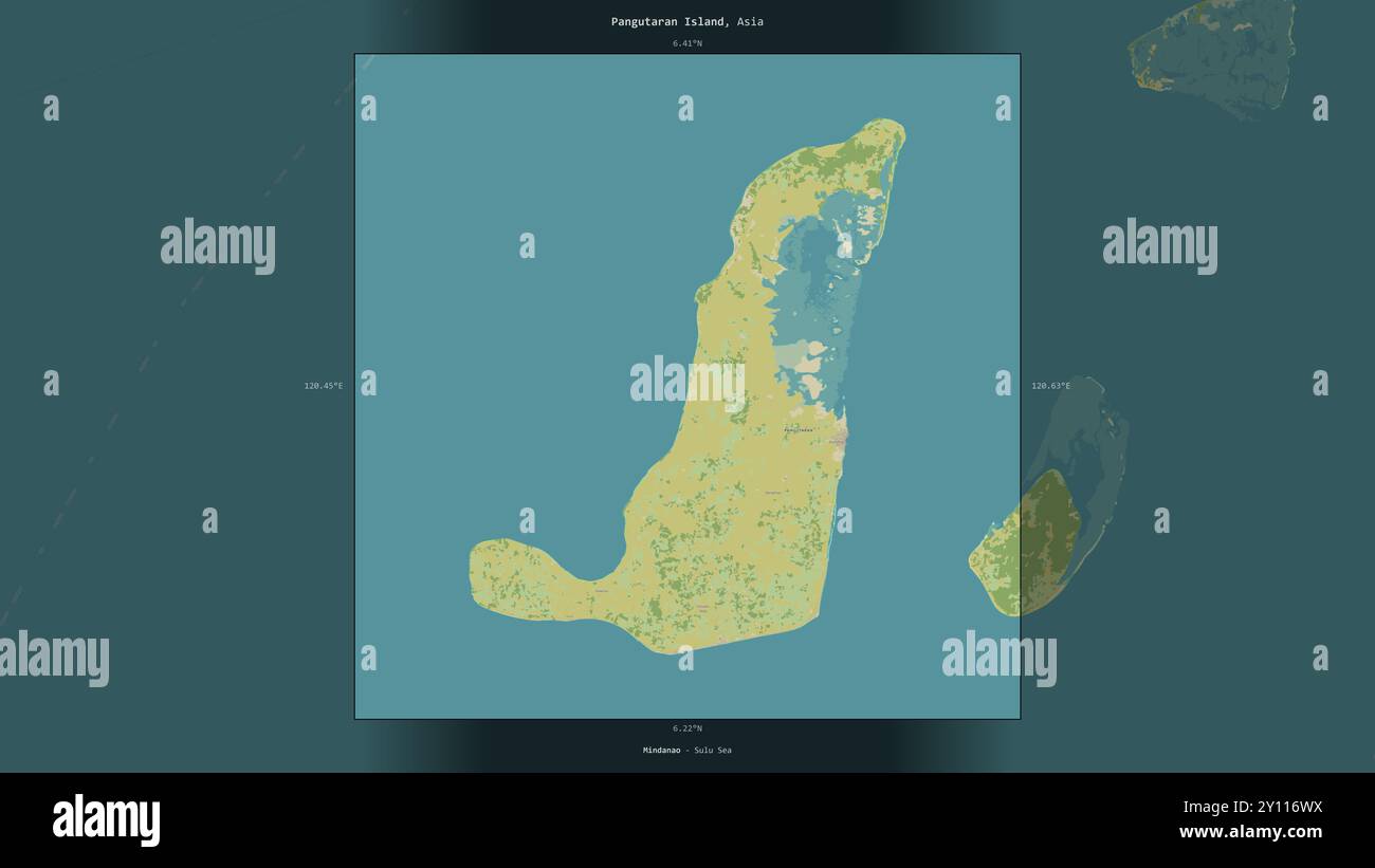 Pangutaran Island in the Sulu Sea, belonging to Philippines, described and highlighted on a ...