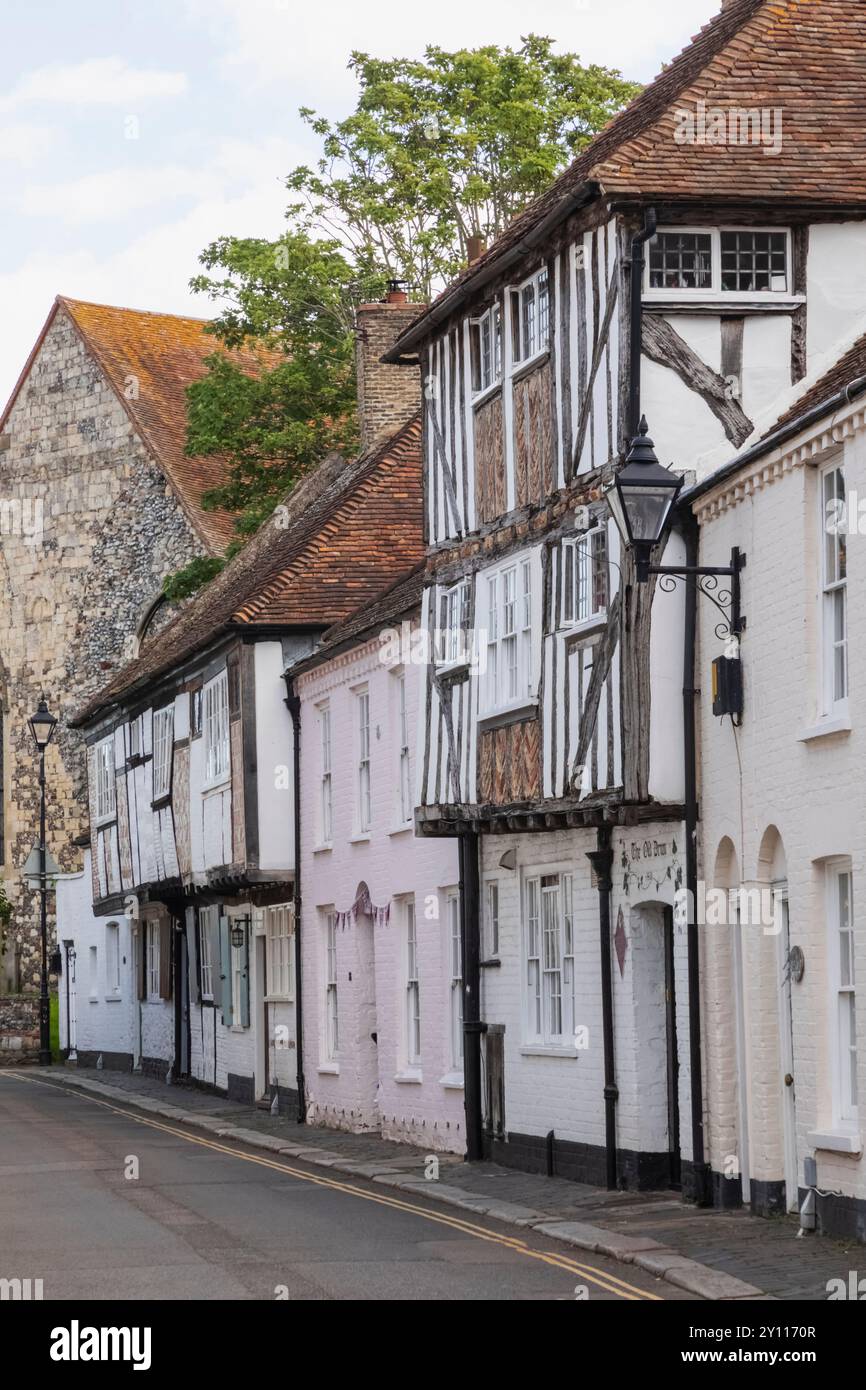 England, Kent, Sandwich, Street Scene with Historical Half Timbered ...