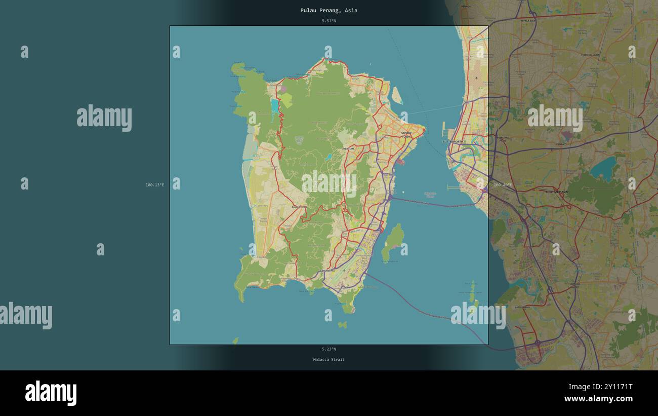 Pulau Penang in the Malacca Strait, belonging to Malaysia, described ...