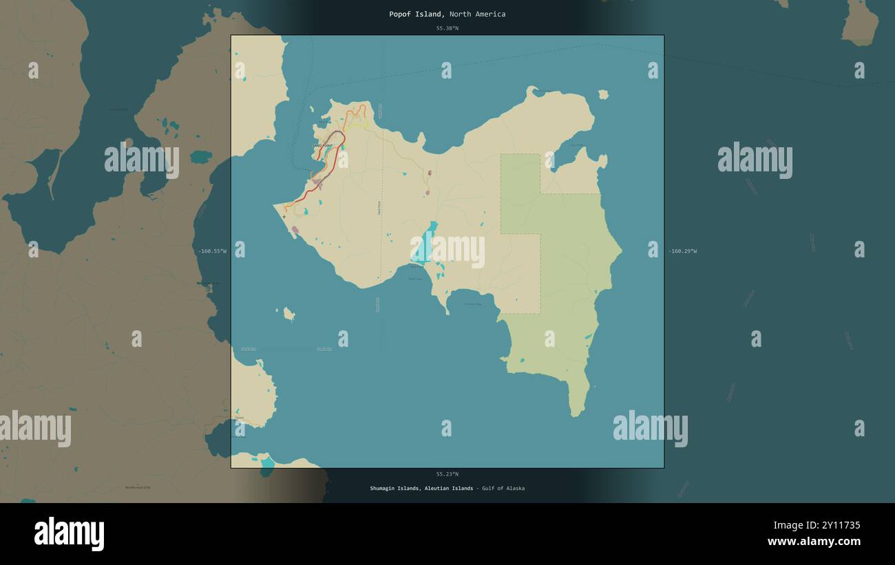 Popof Island in the Gulf of Alaska, belonging to United States ...