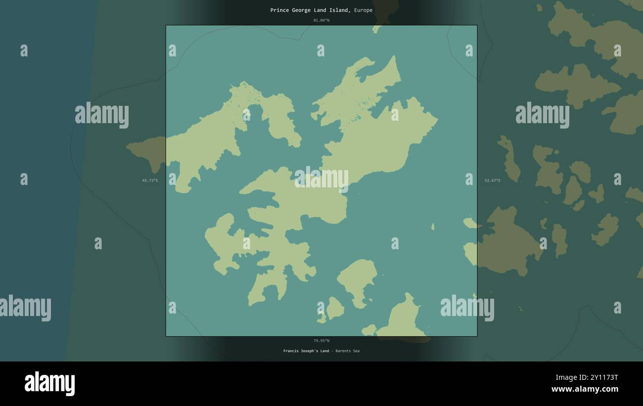 Prince George Land Island in the Barents Sea, belonging to Russia, described and highlighted on ...