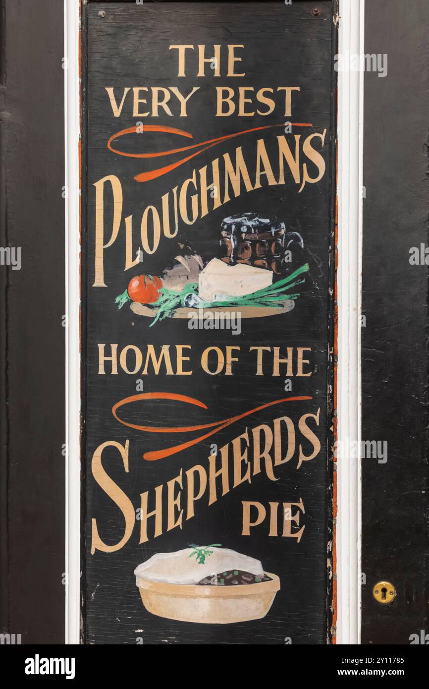 Pub sign artwork advertising ploughmans lunch and shepherds pie hi-res ...
