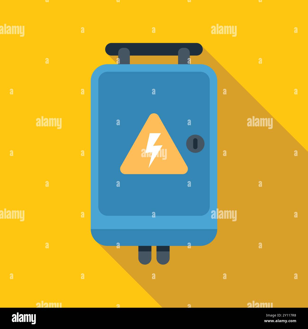 Electrical panel showing high voltage sign with yellow triangle on ...