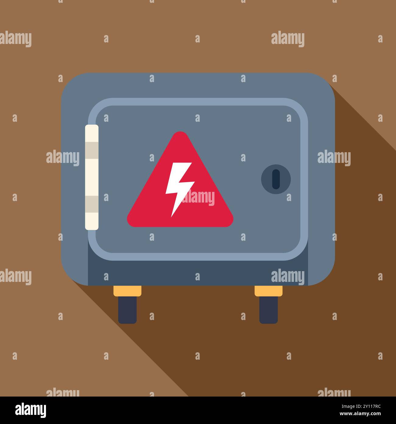 Flat design vector illustration of grey electric fuse box with high ...