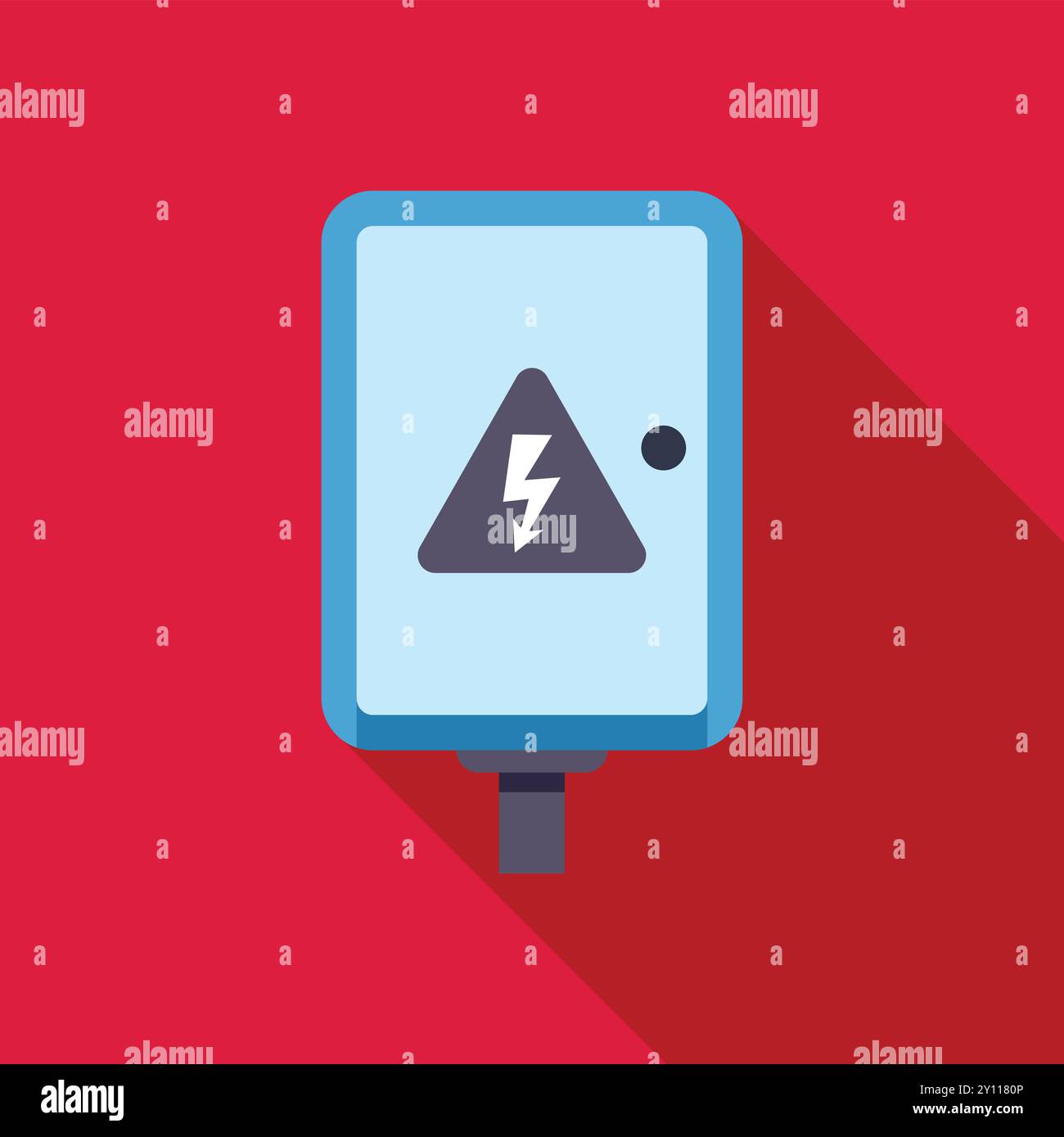 Minimalist illustration of an electrical panel with a high voltage sign ...