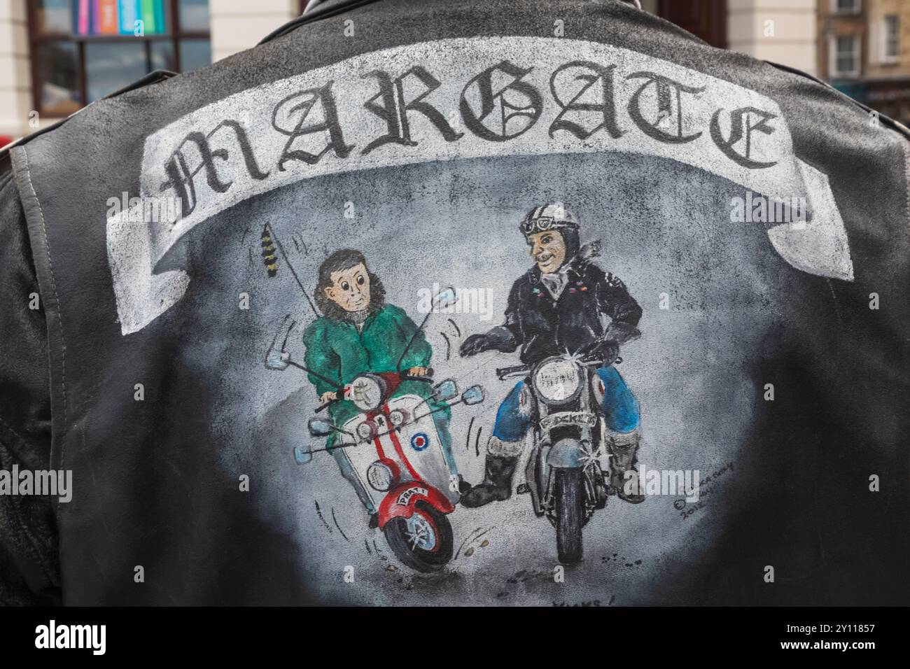 England, Kent, Margate, The Big 7 National Scooter Rally, Rear View of ...