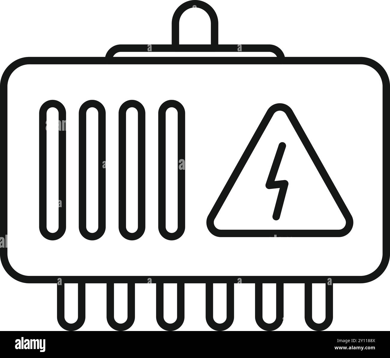 Electric fuse box with high voltage sign showing danger icon, line ...