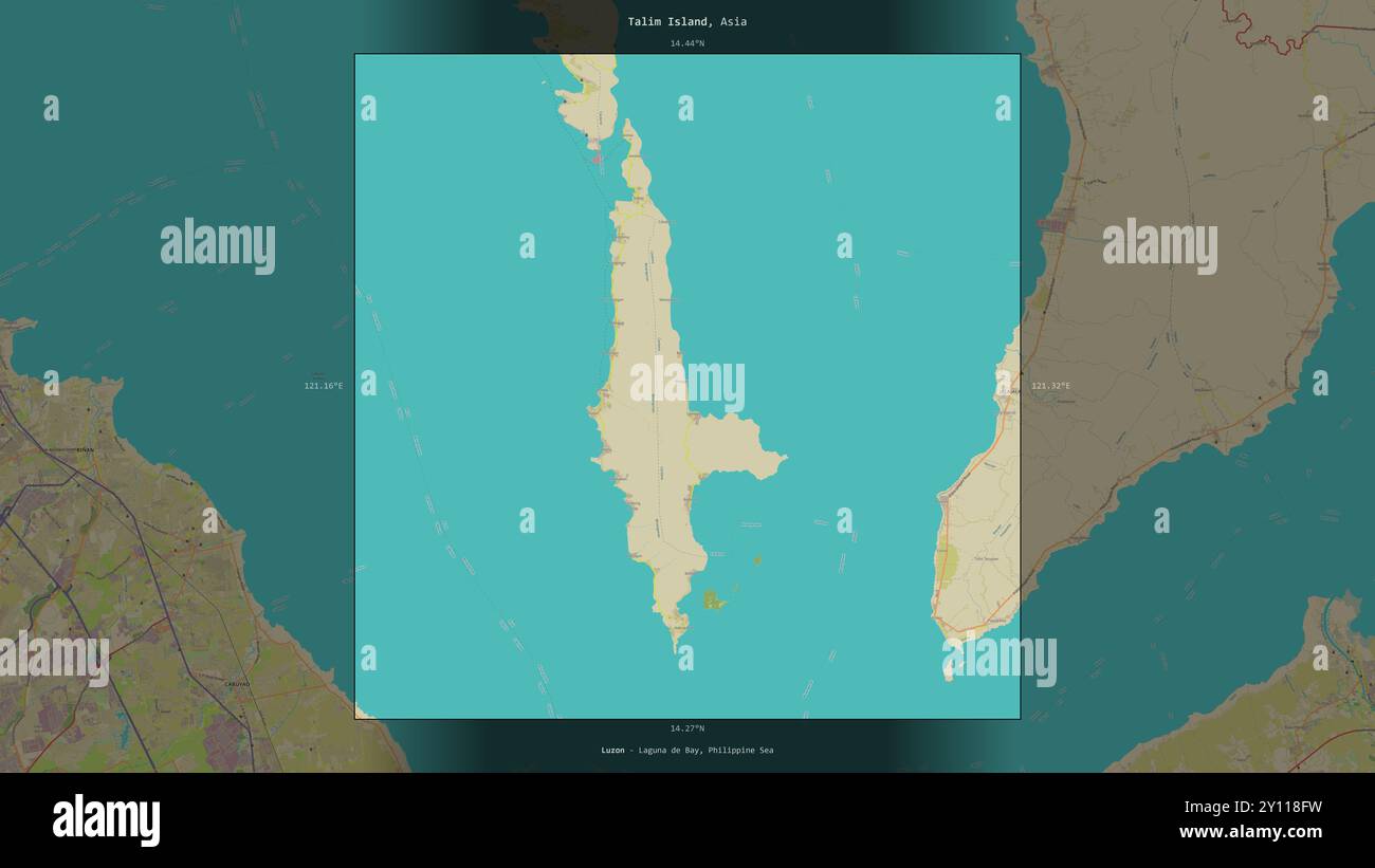 Talim Island in the Laguna de Bay, belonging to Philippines, described and highlighted on a ...
