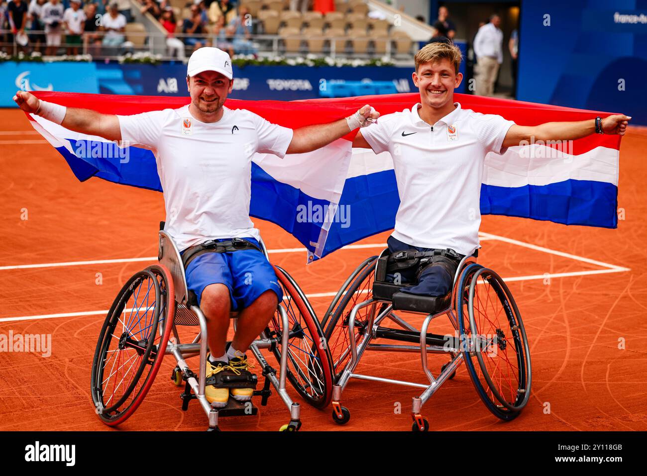Paris, Sept. 4, 2024, Paralympics wheelchair tennis event. Sam Schroder ...