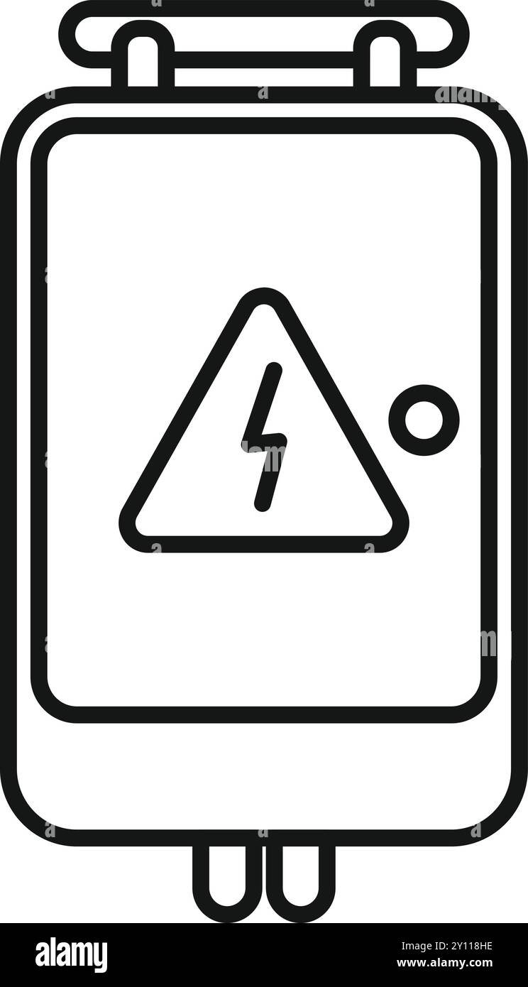 Black outline vector illustration of an electric meter box displaying a ...