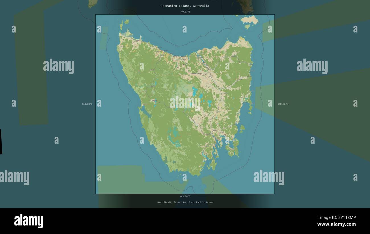 Tasmanien Island in the Tasman Sea, belonging to Australia, described ...