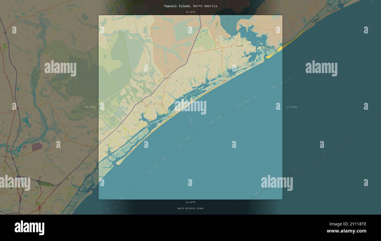 Topsail Island in the North Atlantic Ocean, belonging to United States ...