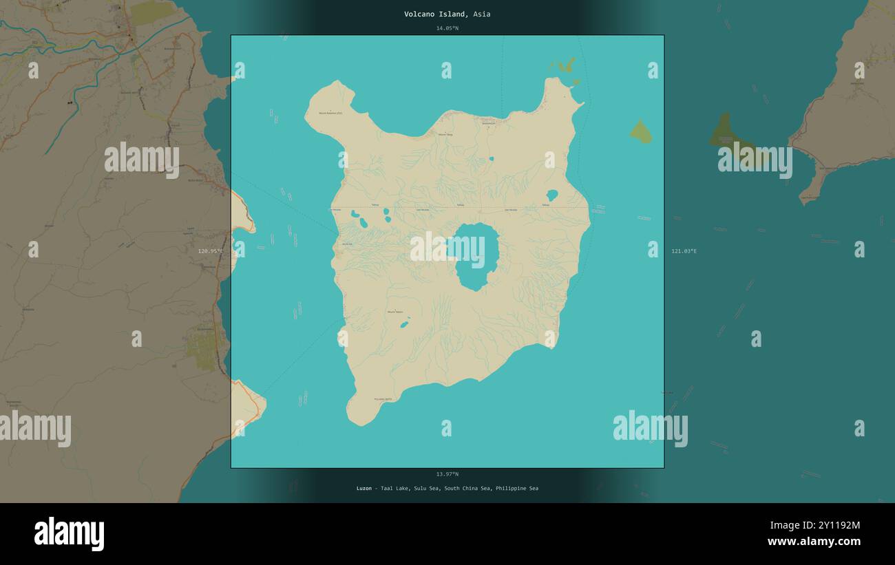 Volcano Island in the Sulu Sea, belonging to Philippines, described and highlighted on a ...