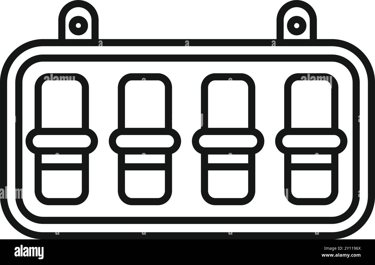 Hanging organizer storing four items drawn with black outlines on a ...