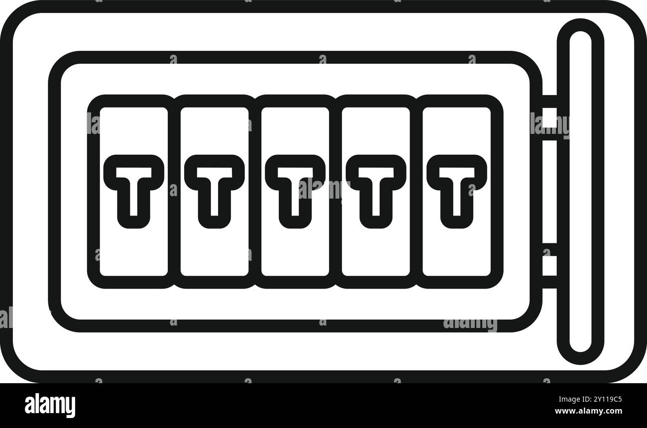 Simple black and white icon of a car fuse box, protecting the ...