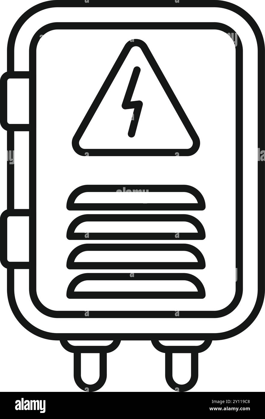 Line art icon of an electric fuse box, essential for electrical safety ...