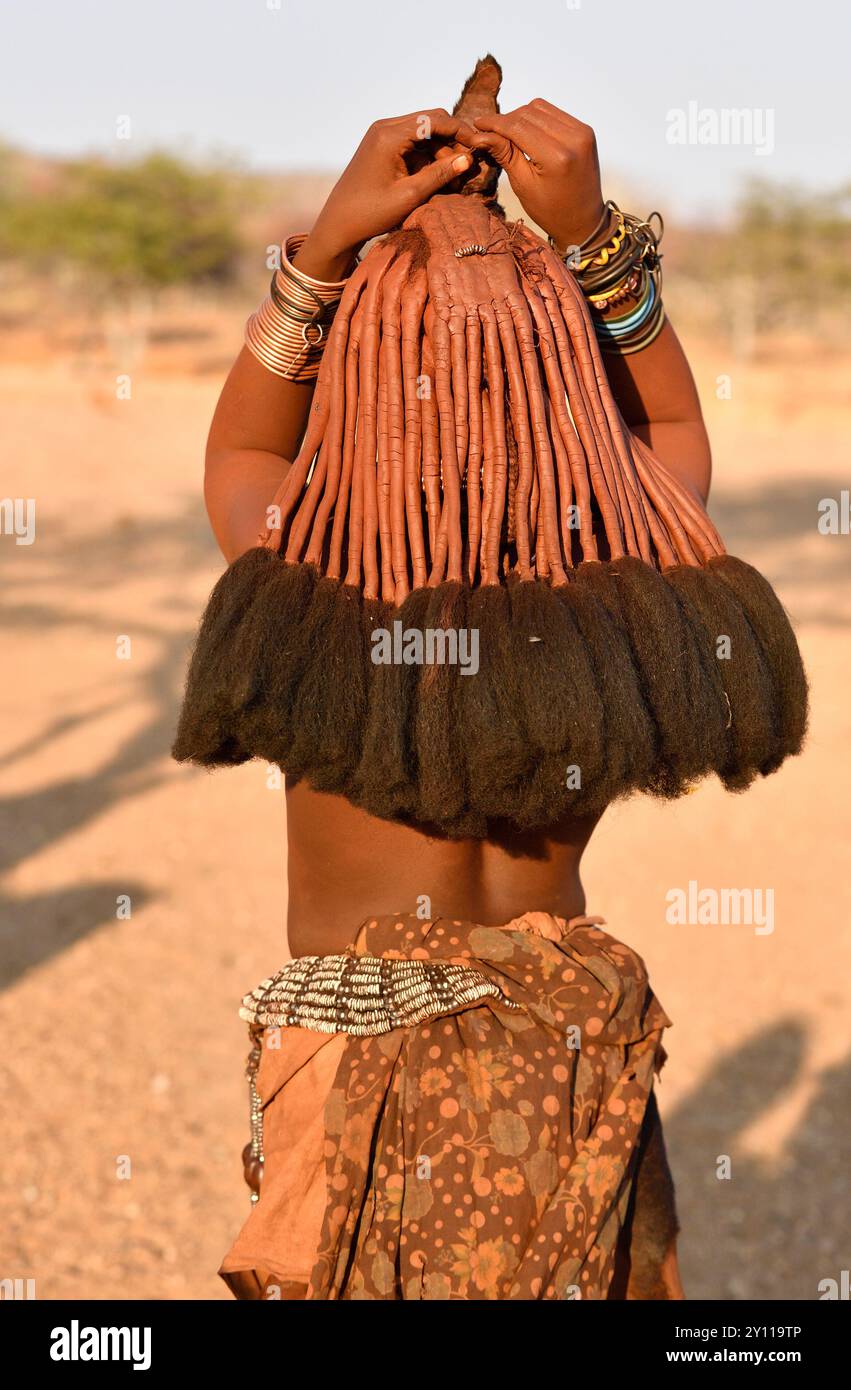 Hair ornament of a young married himba woman hi-res stock photography ...