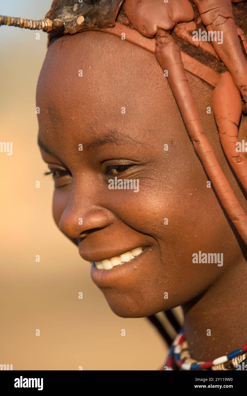 Portrait of a young married Himba woman, Kaokoveld, Namibia Stock Photo ...