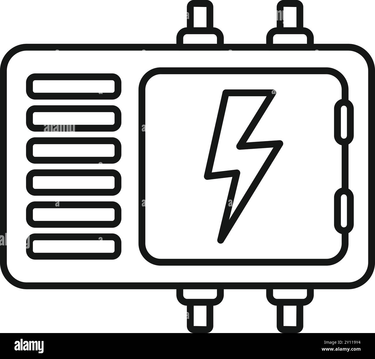 Simple icon of an electric transformer box providing power supply ...