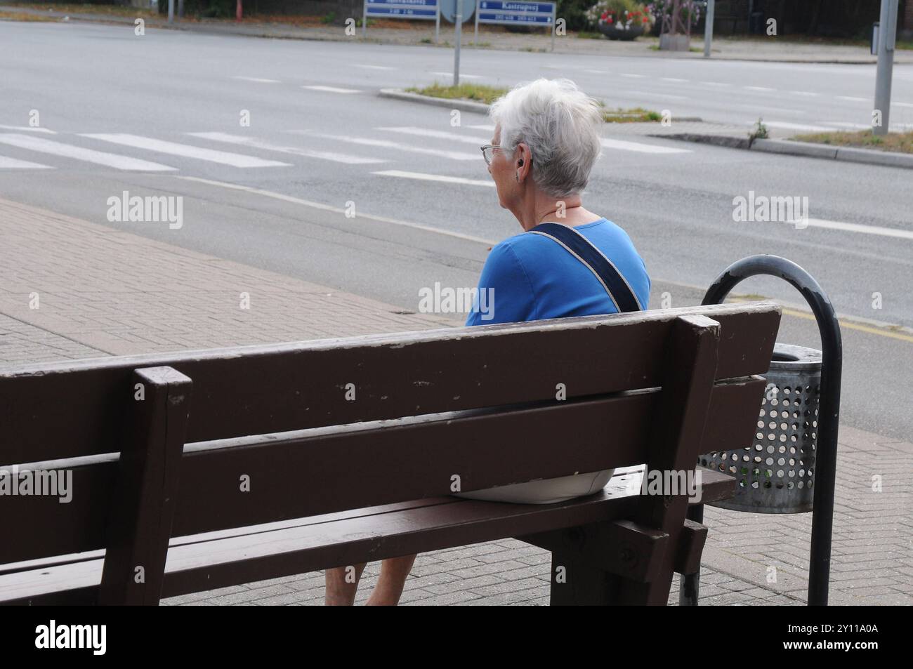 Copenhagen/ DenmarK/04 september 2024/ Danish senior citizen sitting on ...