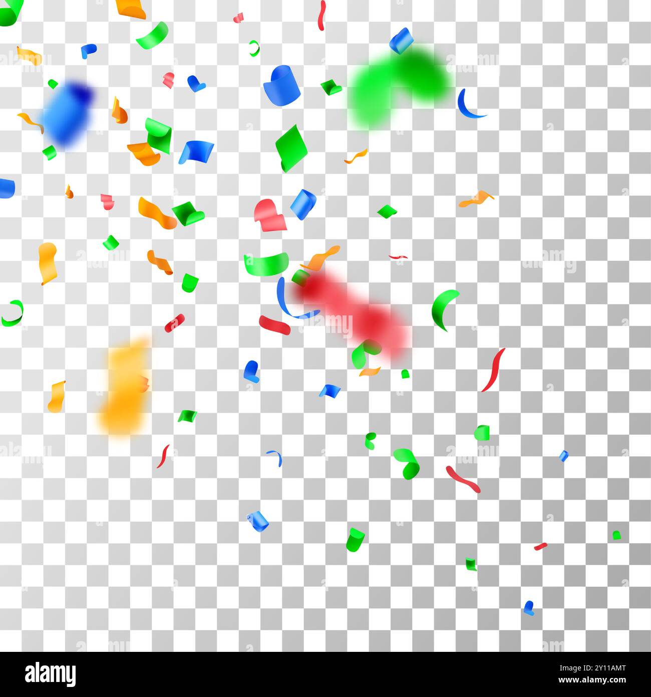 3D color party confetti on transparent background Stock Vector Image ...