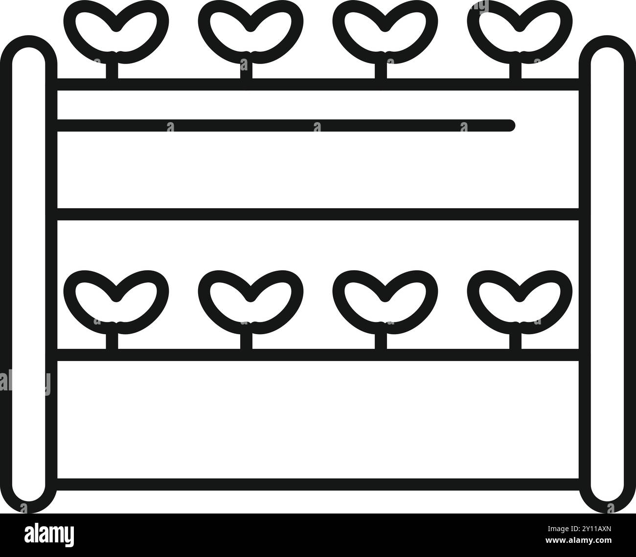 Outline icon illustration of a vertical farm system growing plants ...