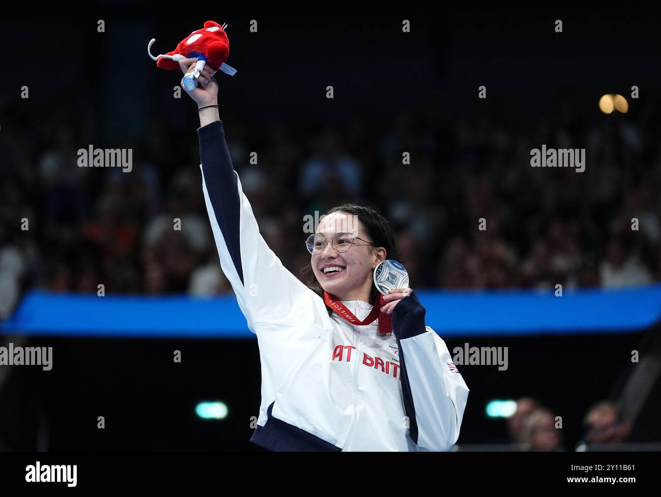 Great Britain's Alice Tai celebrates with the silver medal following ...
