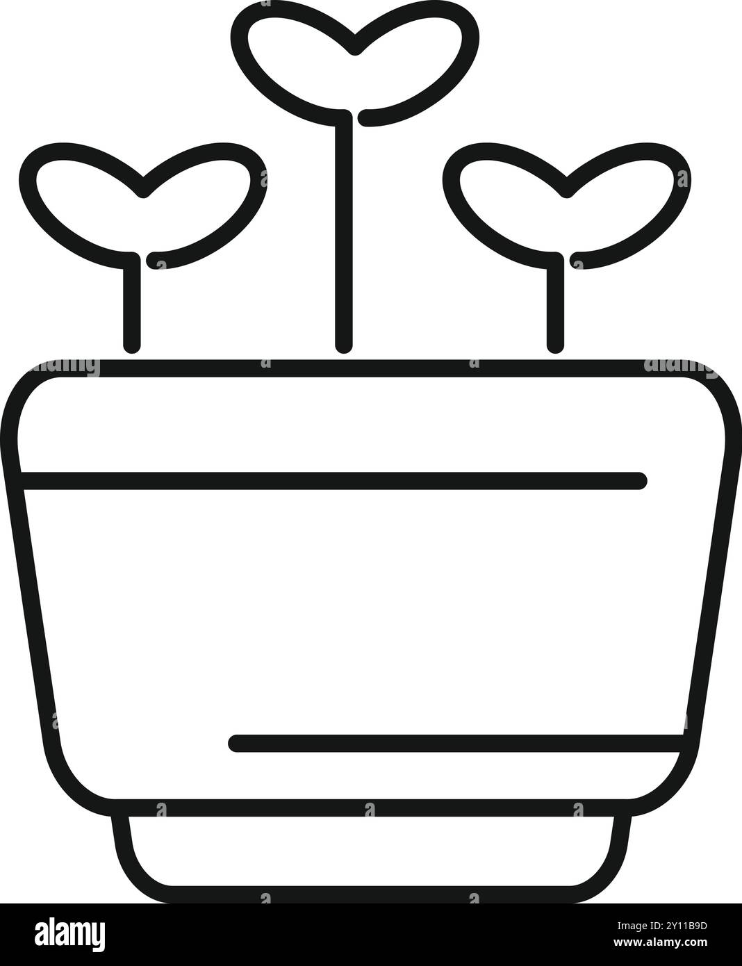 Simple vector of three small plants growing from a pot, representing ...