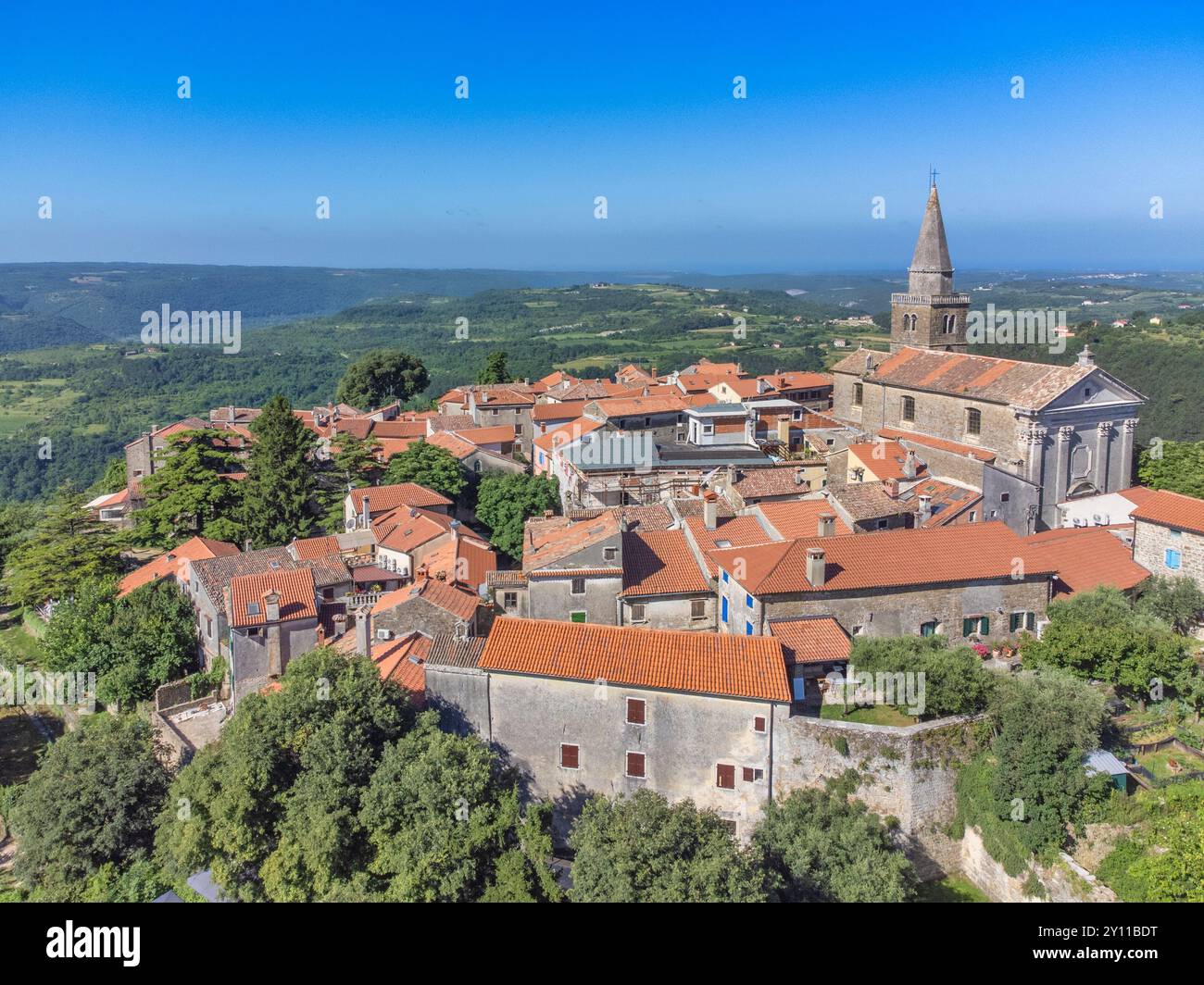 Aerial view of Groznjan / Grisignana, central Istria, Croatia Stock ...