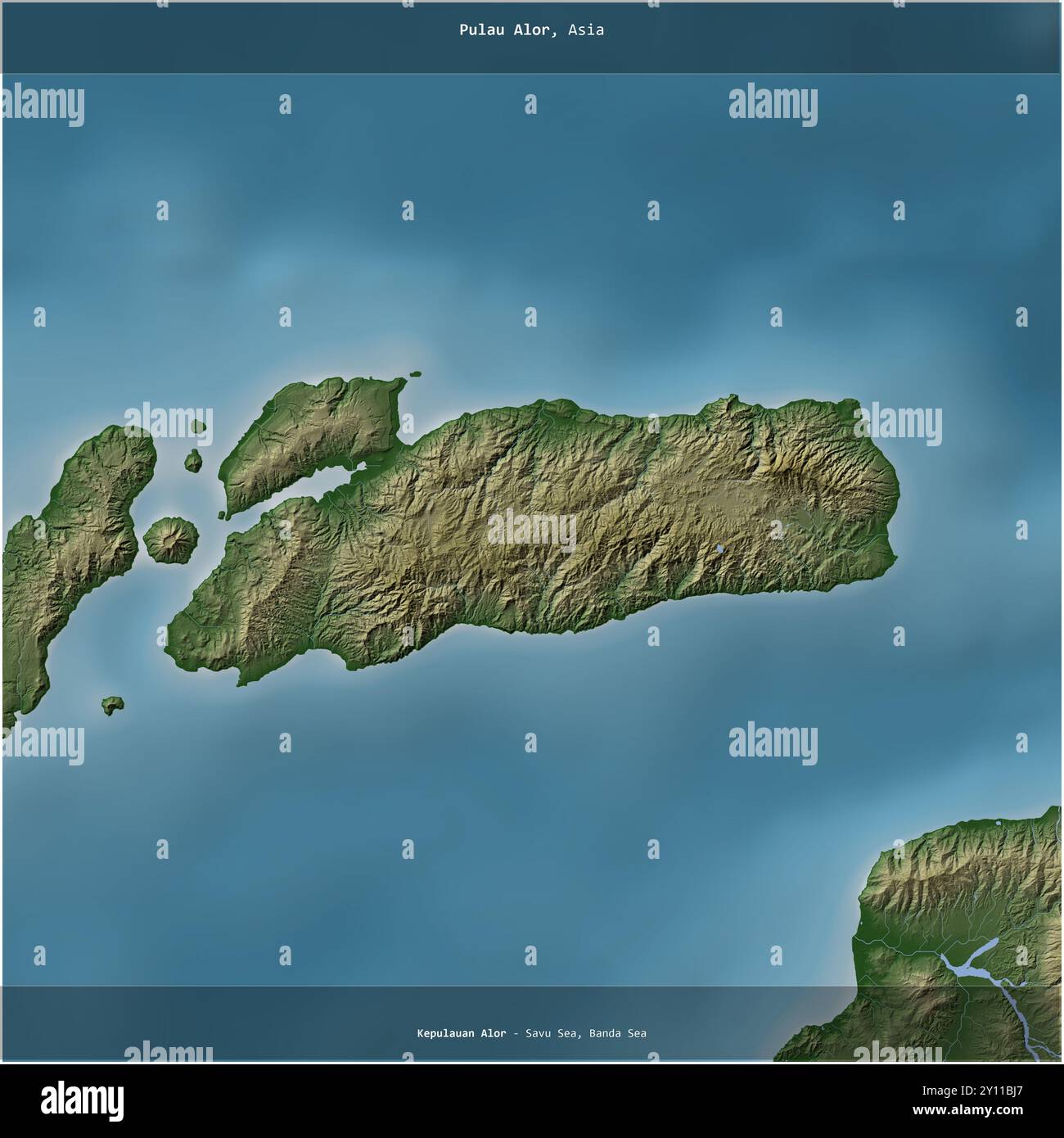 Pulau Alor in the Savu Sea, belonging to Indonesia, cropped to square ...