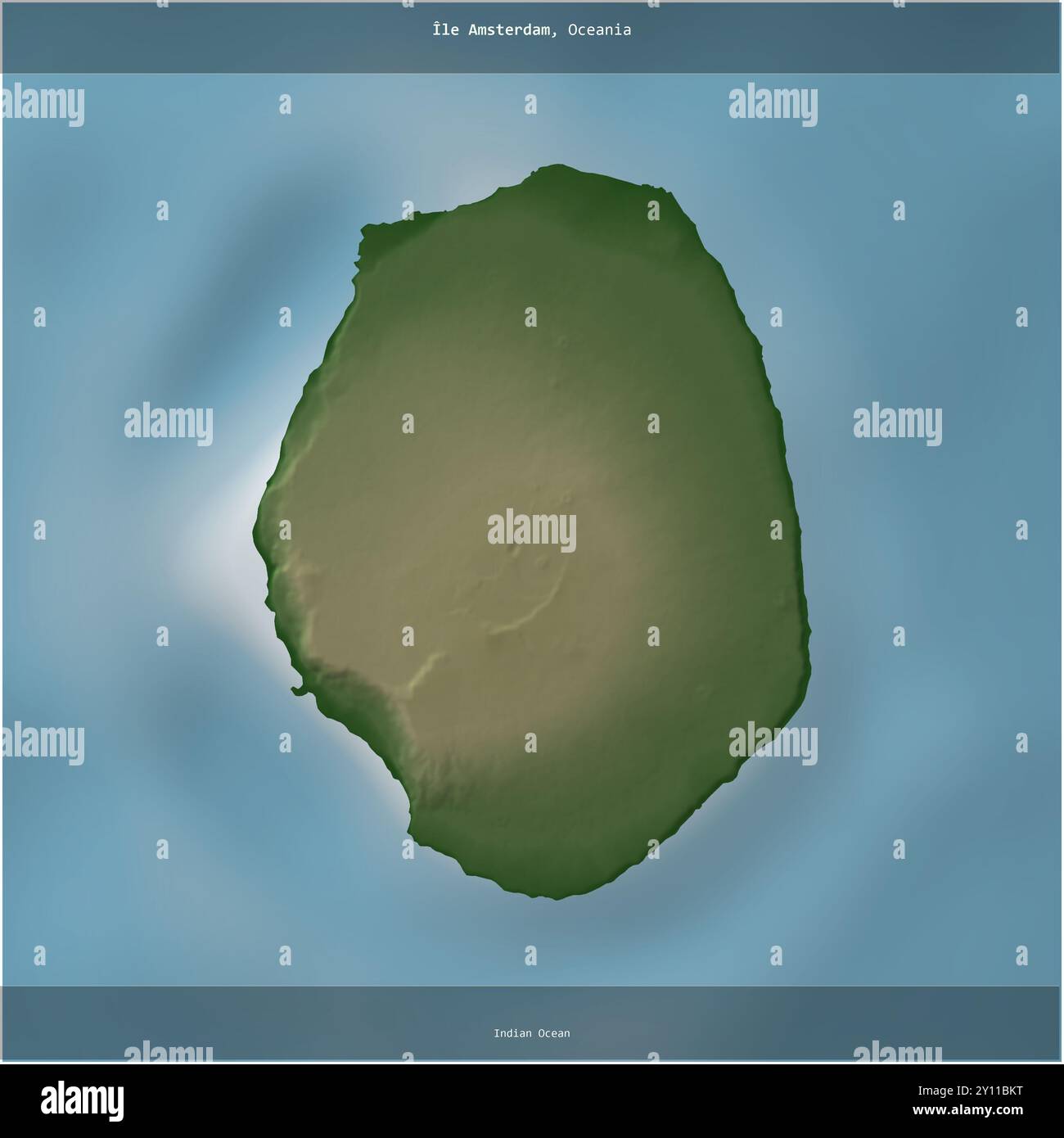 Ile Amsterdam in the Indian Ocean, belonging to France, cropped to ...