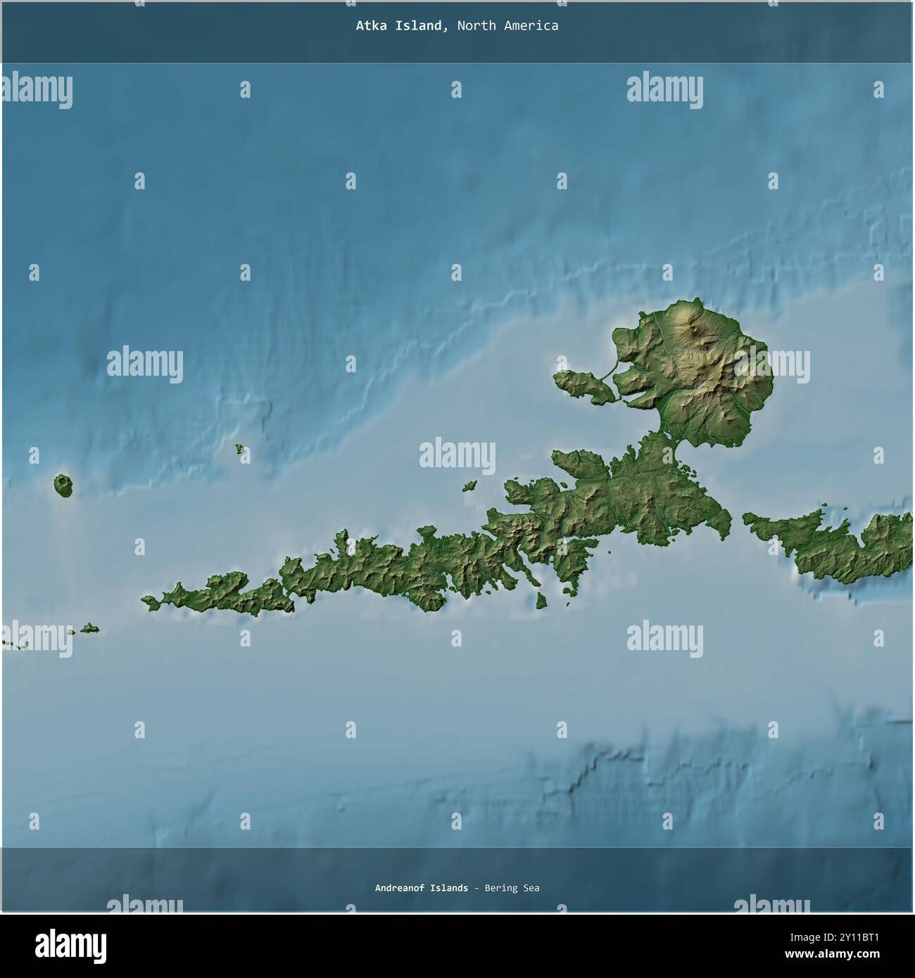 Atka Island in the Bering Sea, belonging to United States, cropped to ...