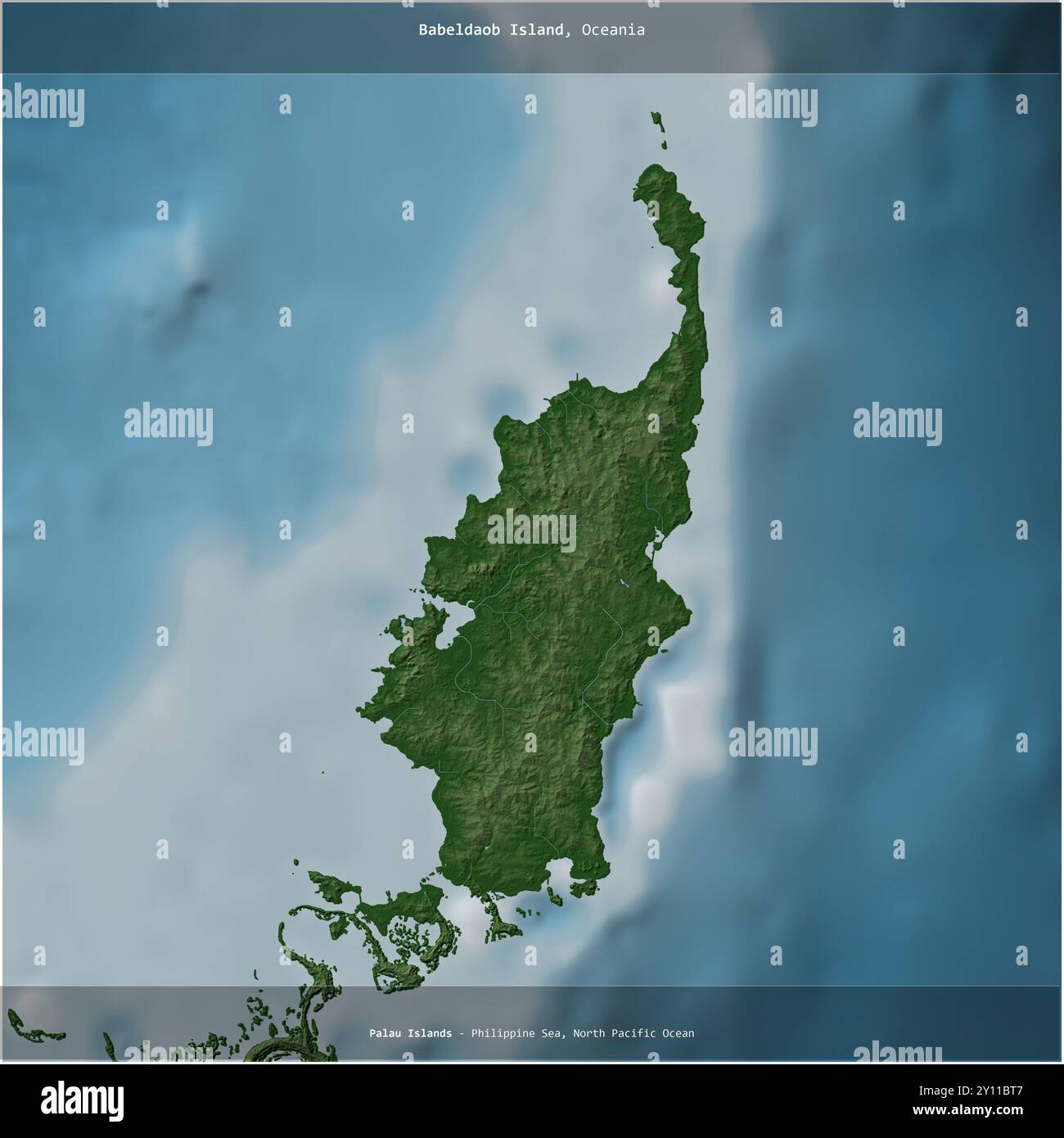 Babeldaob Island in the Philippine Sea, belonging to Palau, cropped to ...