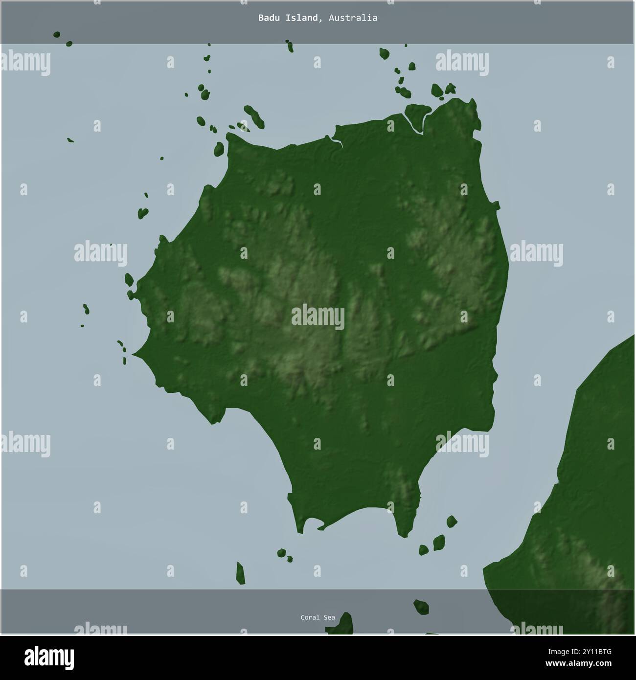 Badu Island in the Coral Sea, belonging to Australia, cropped to square ...