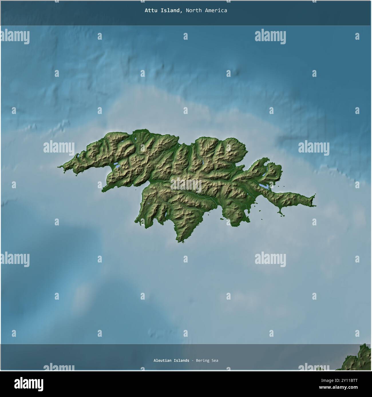 Attu Island in the Bering Sea, belonging to United States, cropped to ...