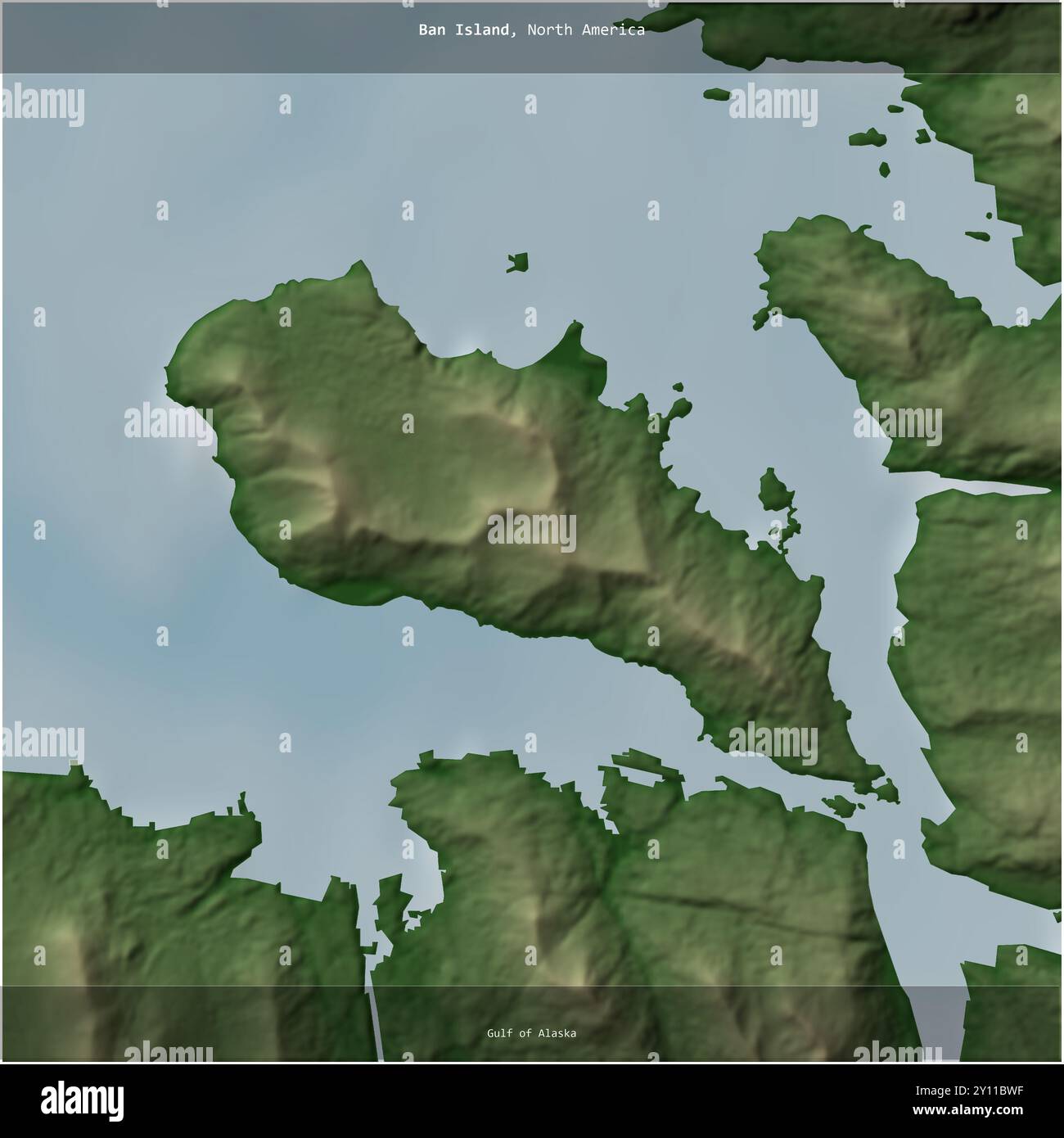 Ban Island in the Gulf of Alaska, belonging to United States, cropped ...