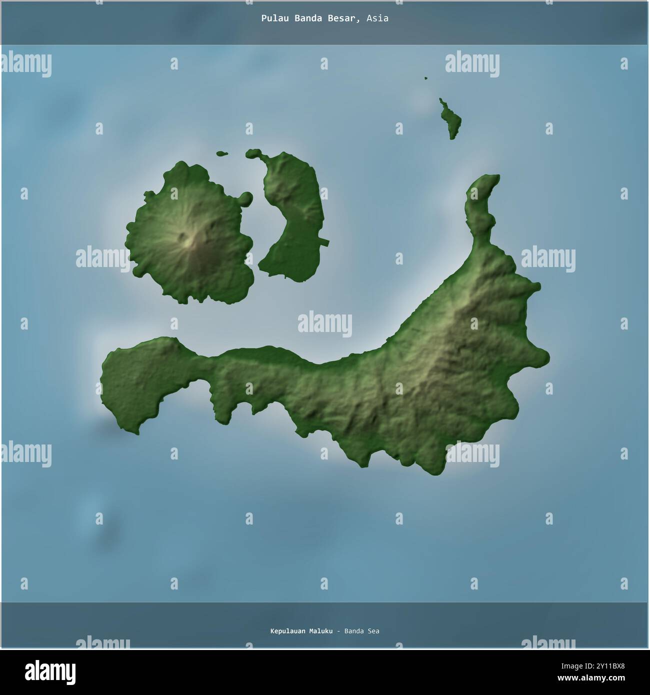 Pulau Banda Besar in the Banda Sea, belonging to Indonesia, cropped to ...