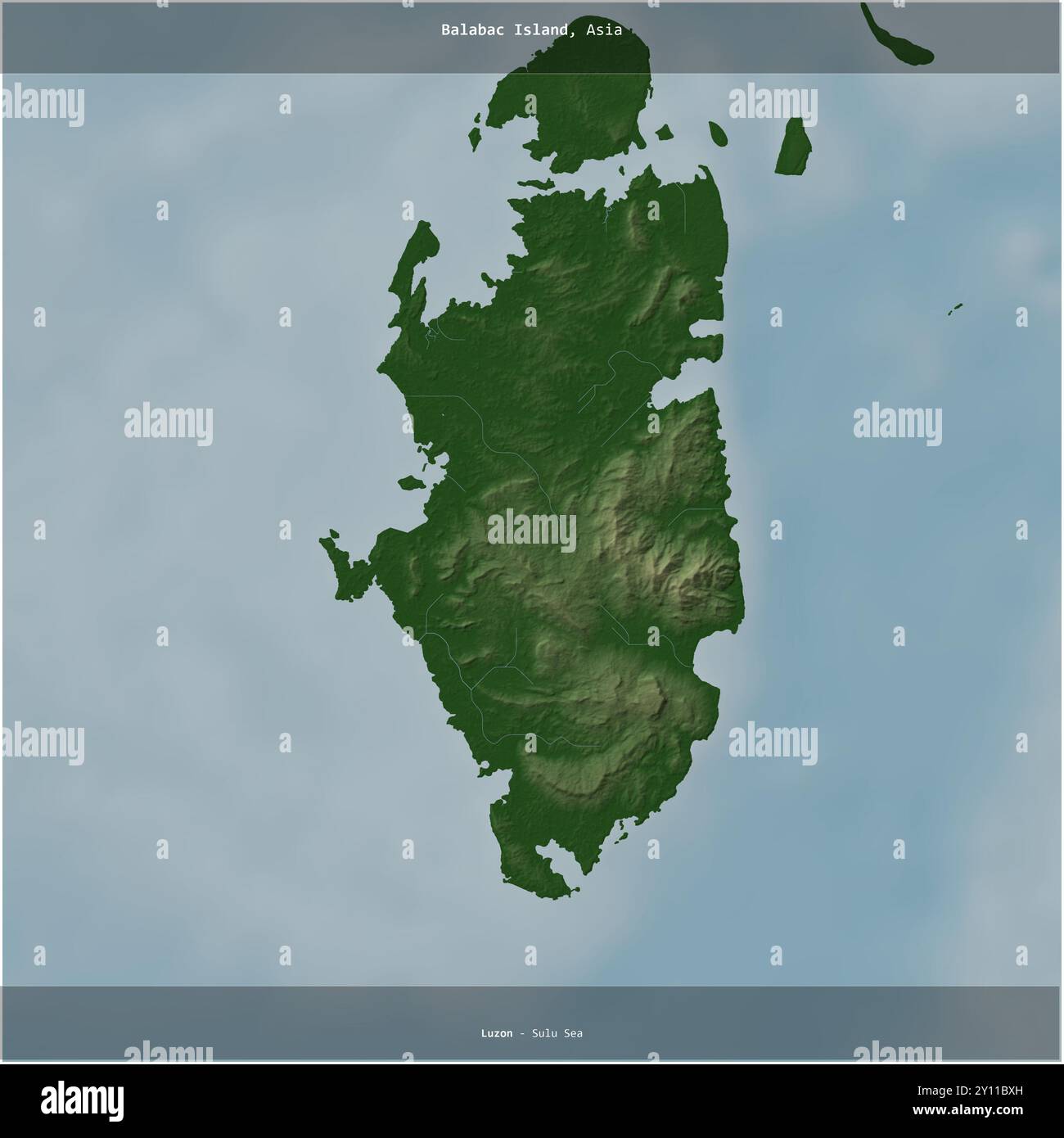 Balabac Island in the Sulu Sea, belonging to Philippines, cropped to ...