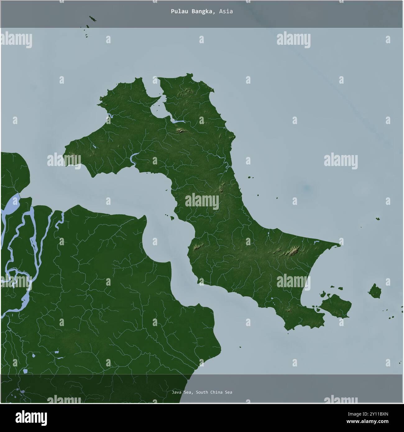 Pulau Bangka in the Java Sea, belonging to Indonesia, cropped to square ...