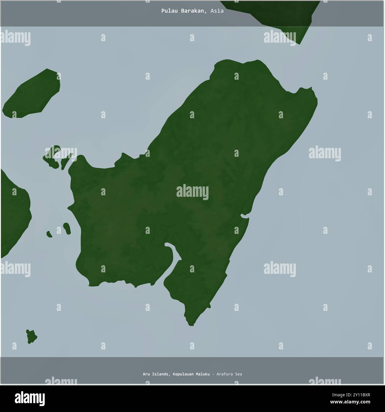 Pulau Barakan in the Arafura Sea, belonging to Indonesia, cropped to ...