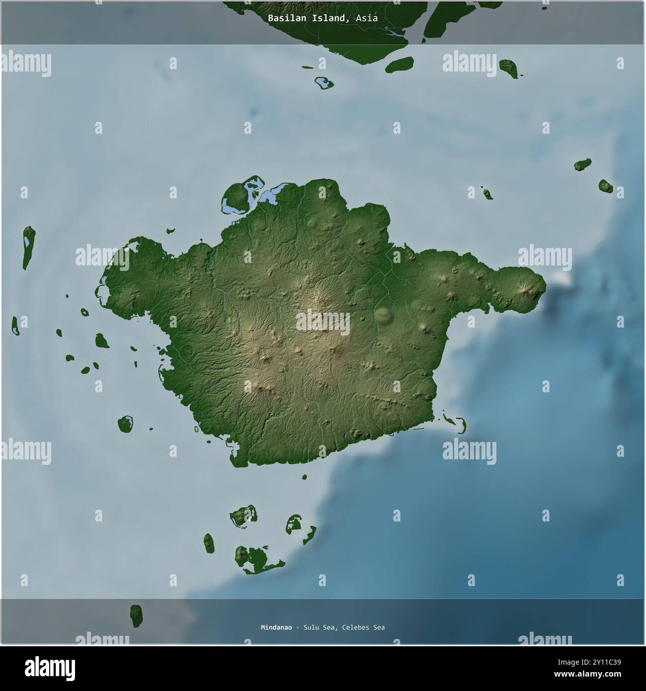 Basilan Island in the Sulu Sea, belonging to Philippines, cropped to ...
