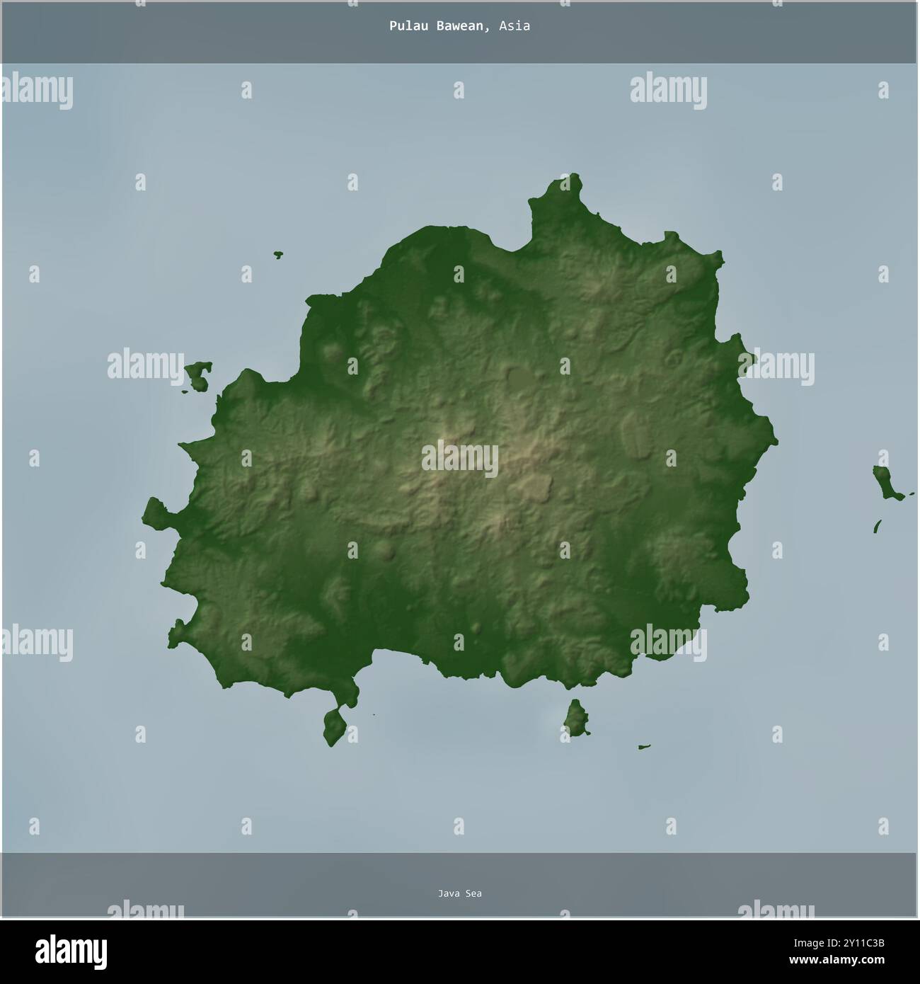 Pulau Bawean in the Java Sea, belonging to Indonesia, cropped to square ...